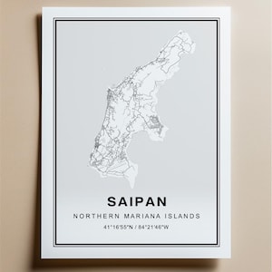 Saipan Map Print, Saipan CNMI Map Poster, Saipan Northern Mariana ...