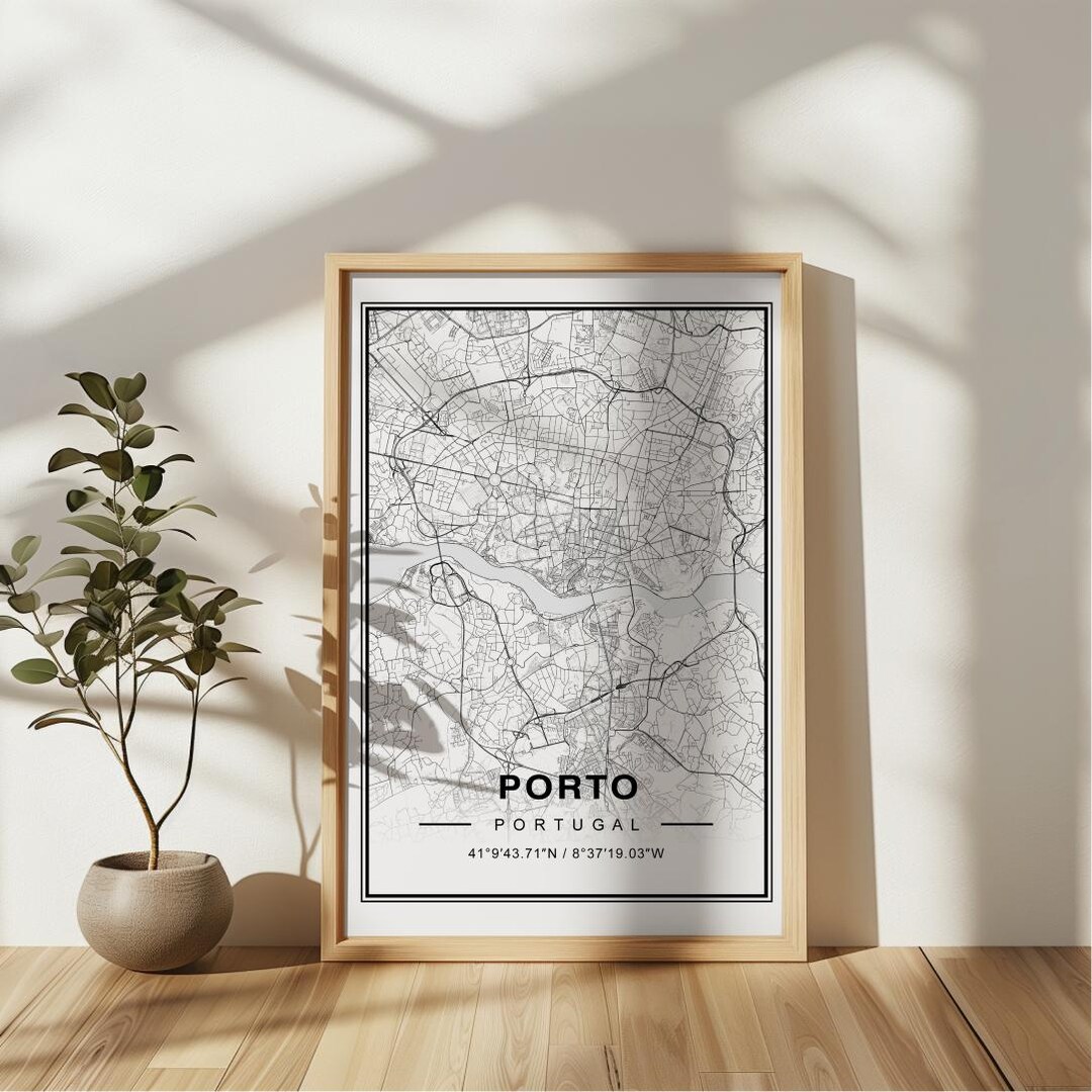 Porto Portugal Map Art Print Poster - Portugal Travel Gift Keepsake ...