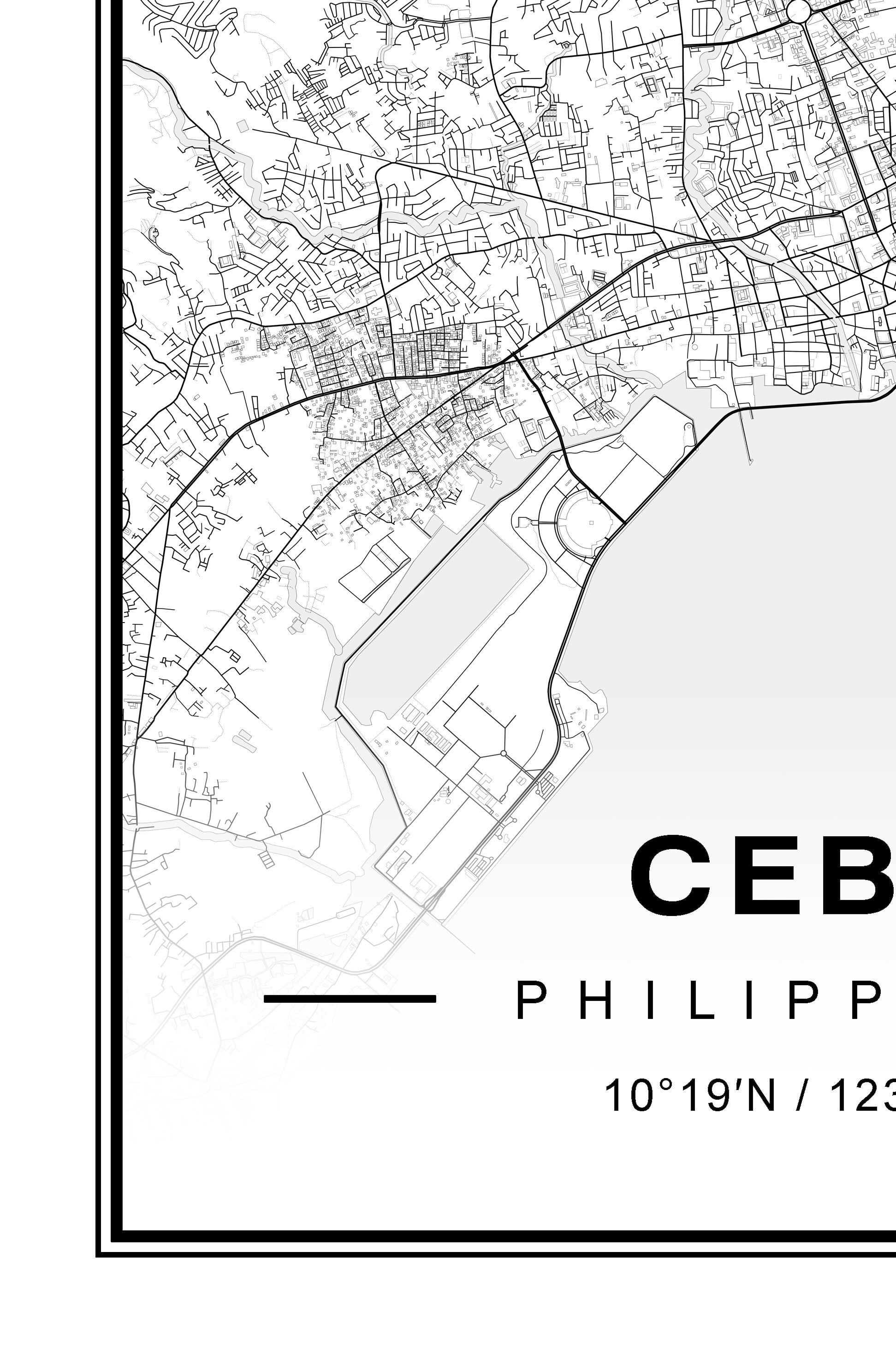 Cebu Philippines Map Cebu City Map Cebu City Philippines - Etsy