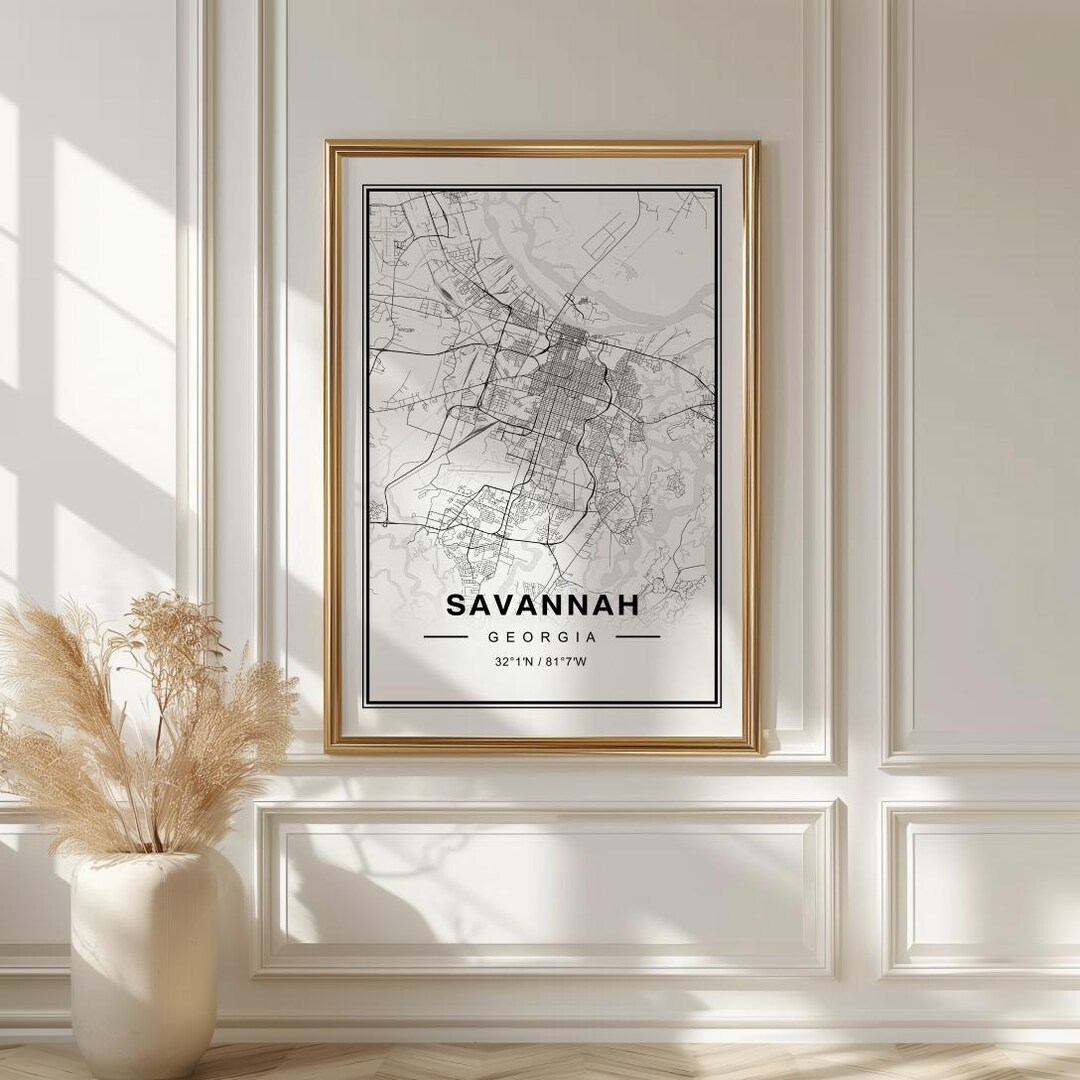 Savannah Georgia Map Art Print Poster Georgia Travel Gift Keepsake ...
