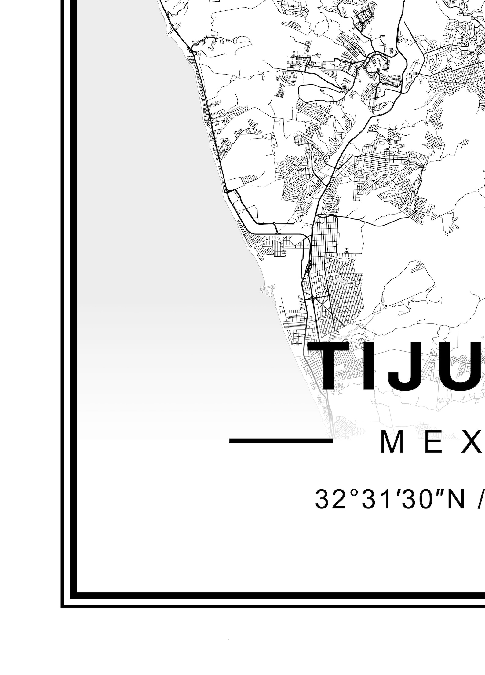 Tijuana Map Tijuana Mexico Map - Etsy