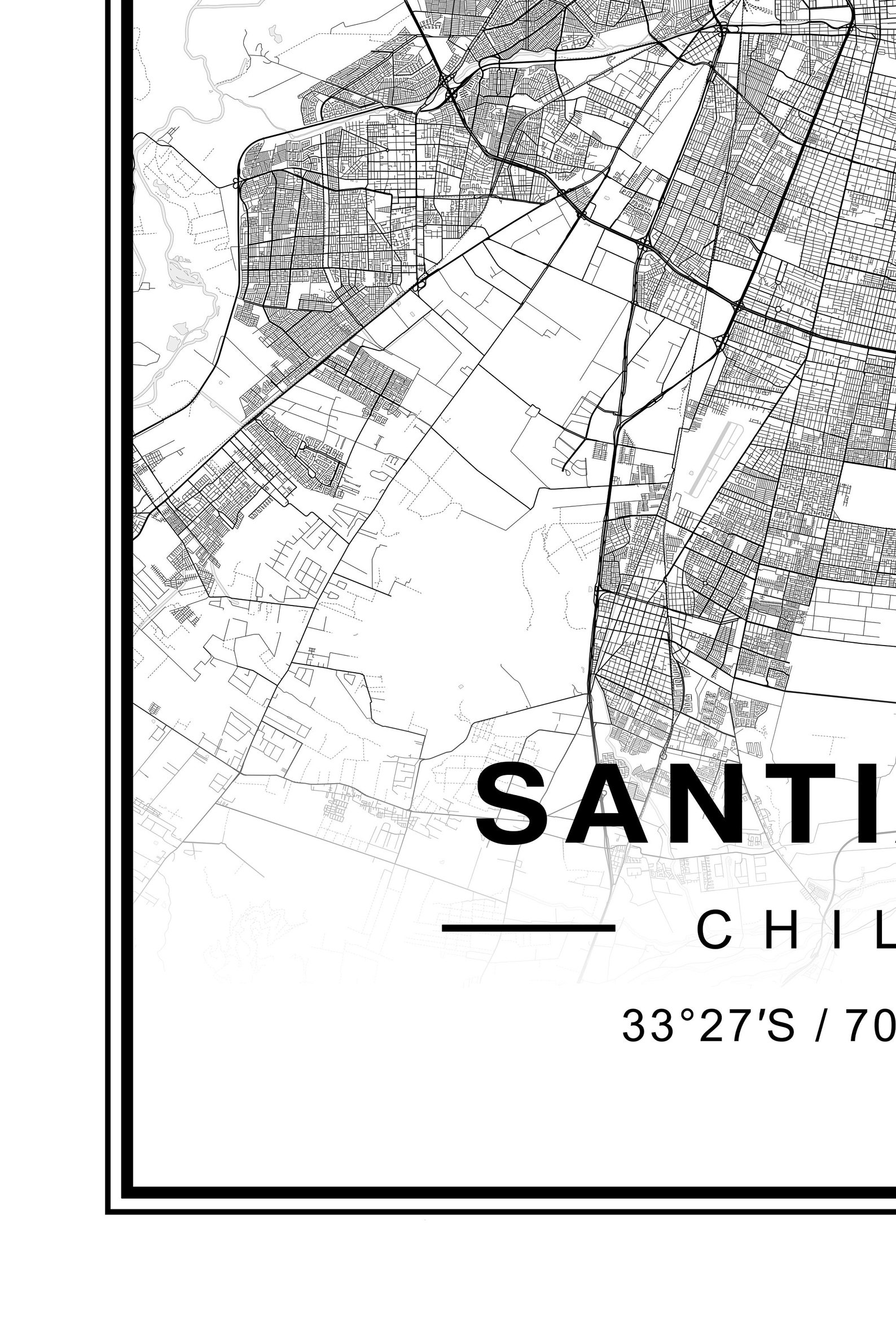 Santiago Map Santiago Chile Map Santiago De Chile Map - Etsy