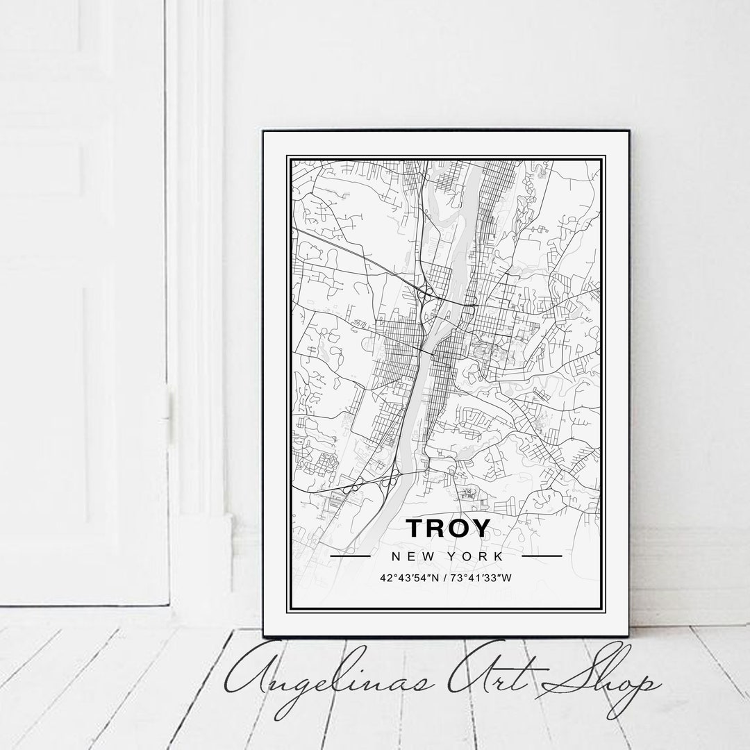 Troy New York Map - Etsy