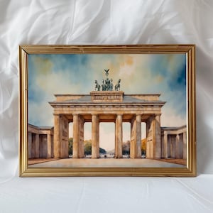 Berlin Watercolor Print - Brandenburg Gate Art Poster, Perfect Travel ...