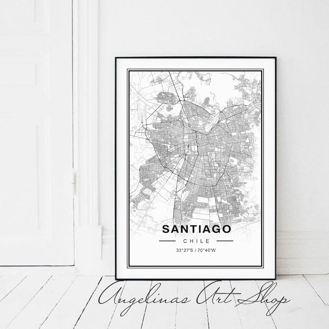 Santiago Map Santiago Chile Map Santiago De Chile Map - Etsy
