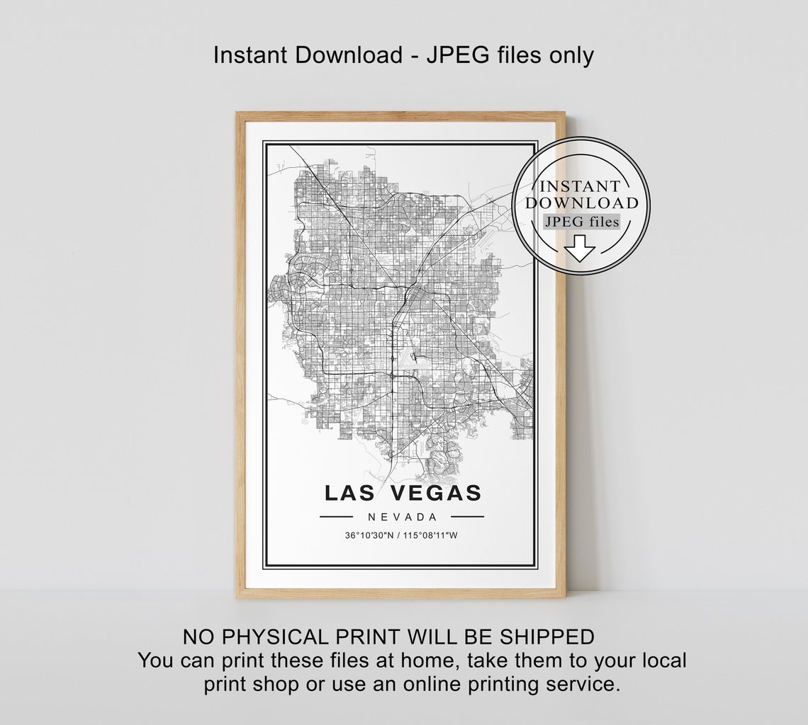 Las Vegas Map Las Vegas Map Print Las Vegas Print Las Vegas | Etsy