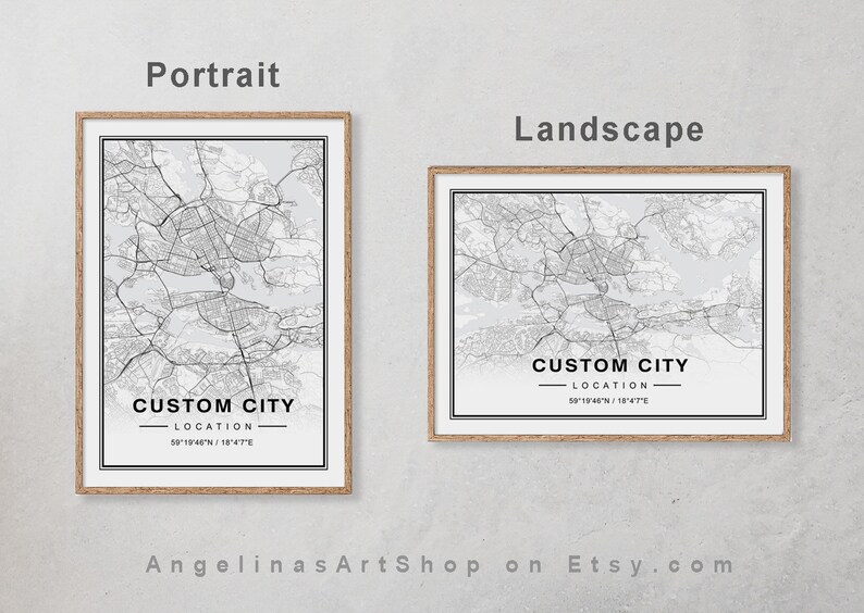 Custom Map Custom City Map Custom City Map Poster Map | Etsy