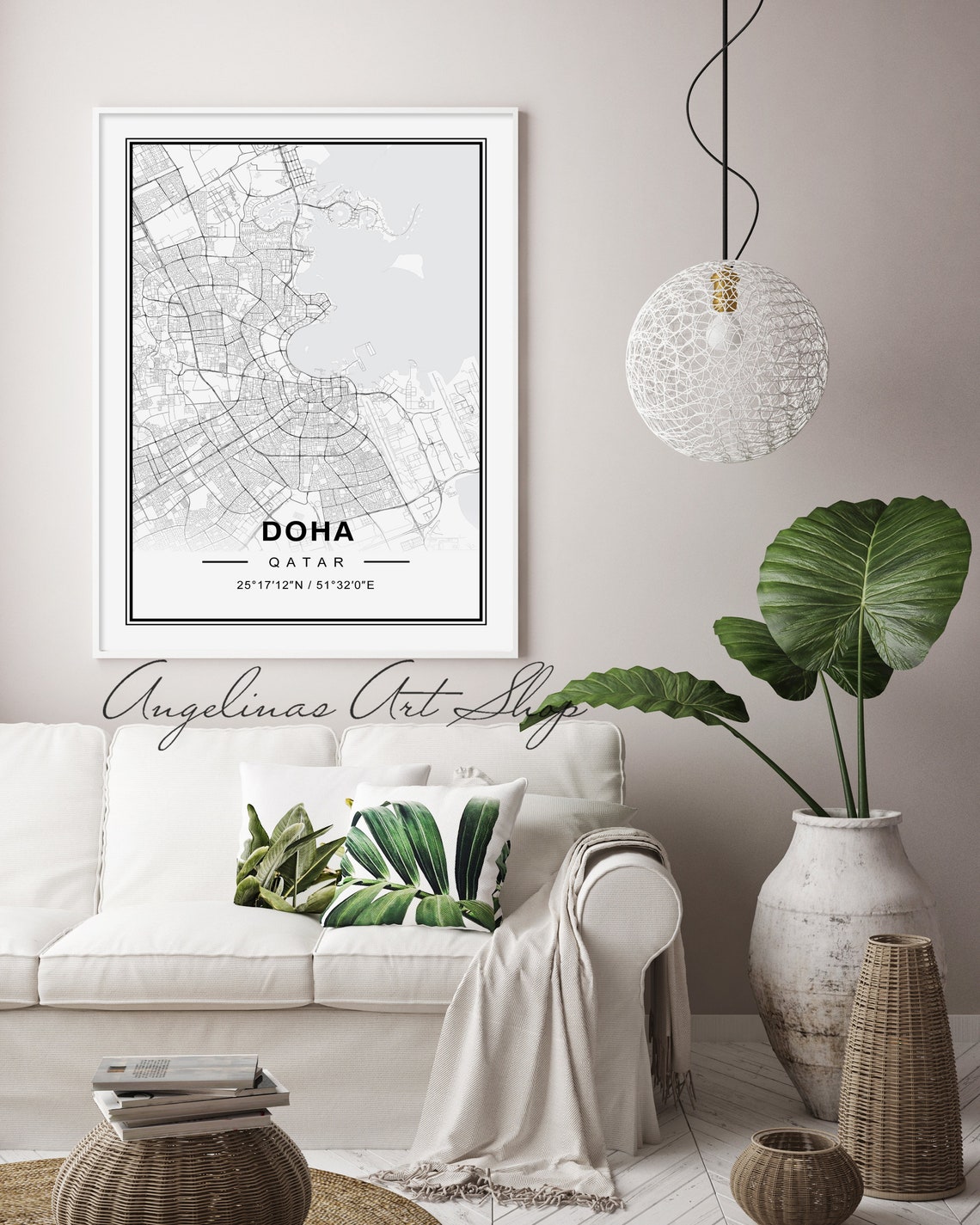 Doha City Map Doha Map Doha Map Poster Doha Poster Doha - Etsy Canada