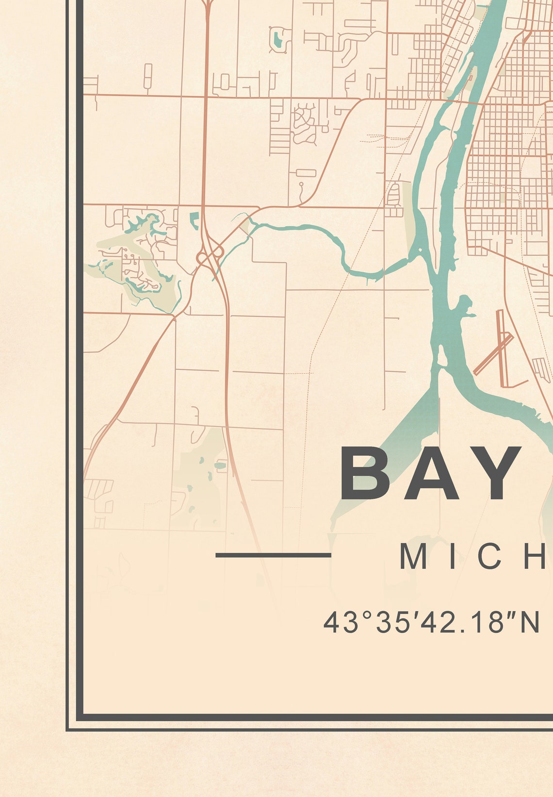 Bay City Michigan Vintage Map - Etsy