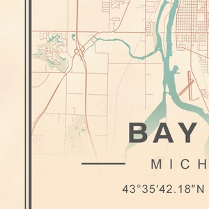 Bay City Michigan Vintage Map - Etsy