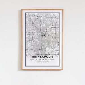 Minneapolis Minnesota Map Art Print Poster - Minnesota Travel Gift ...