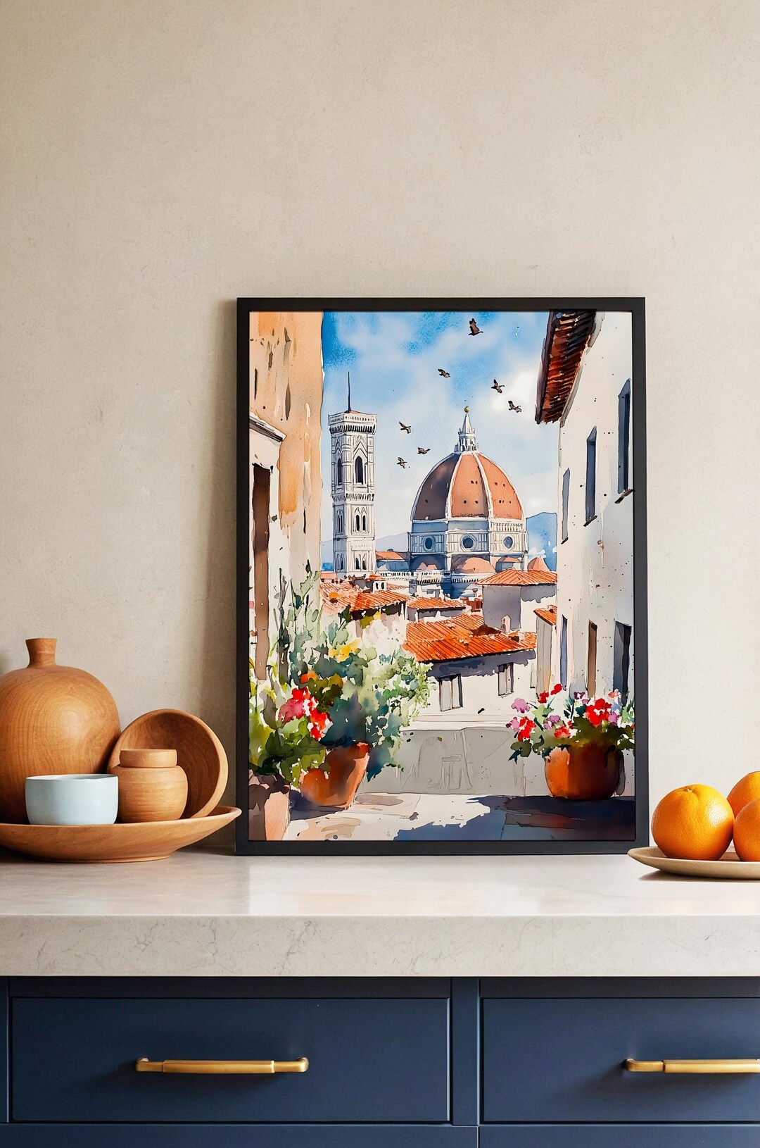 Florence Window View Watercolor Print, Italian Cityscape Wall Art ...