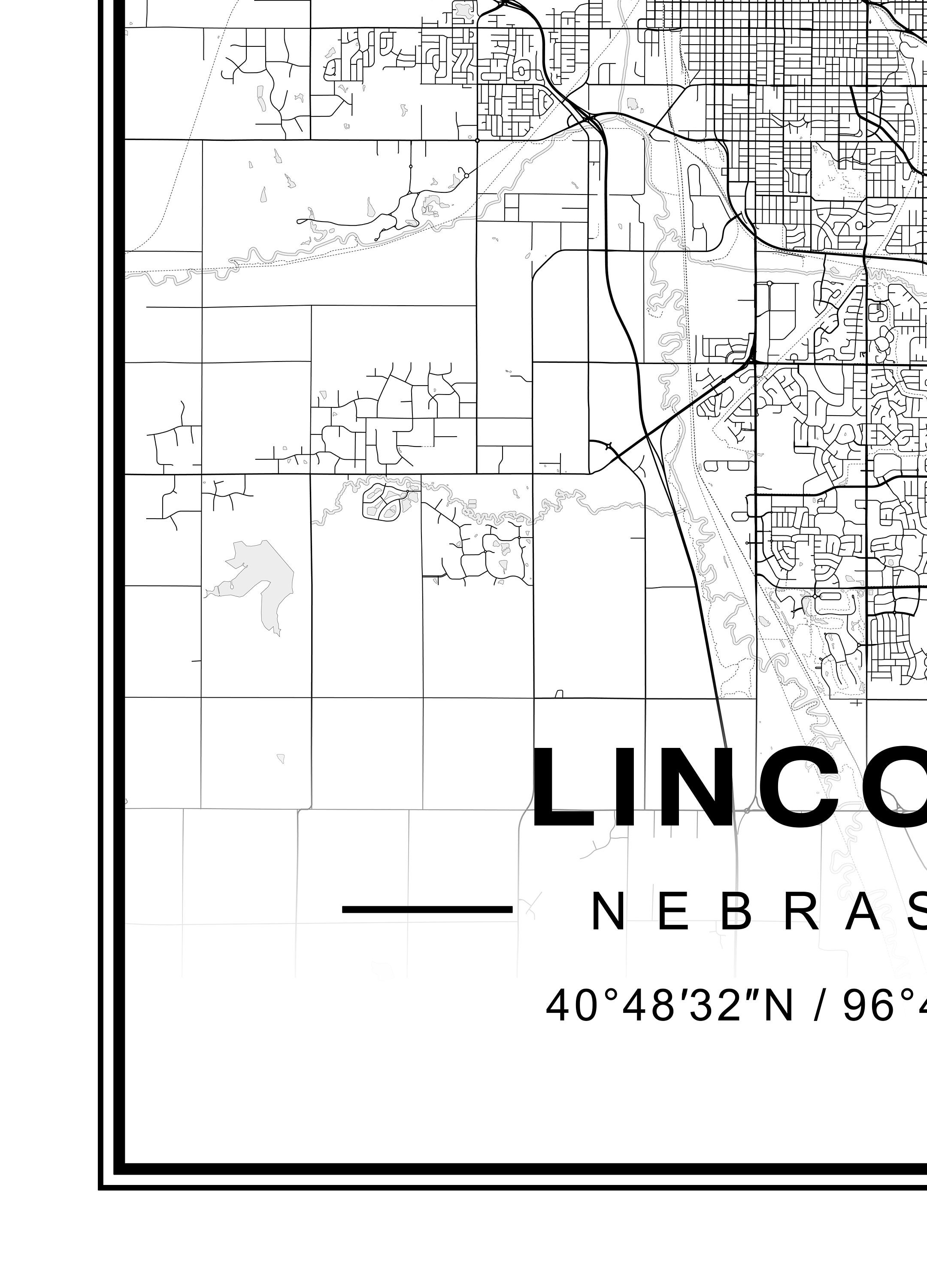 Lincoln Nebraska Map - Etsy