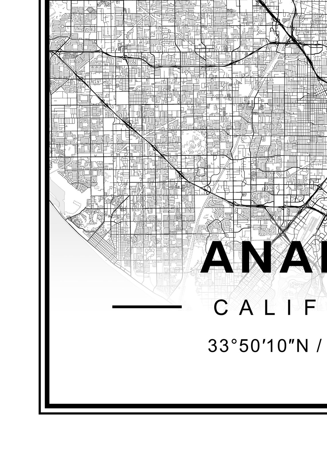 Anaheim Map Anaheim California Map Anaheim CA Map - Etsy
