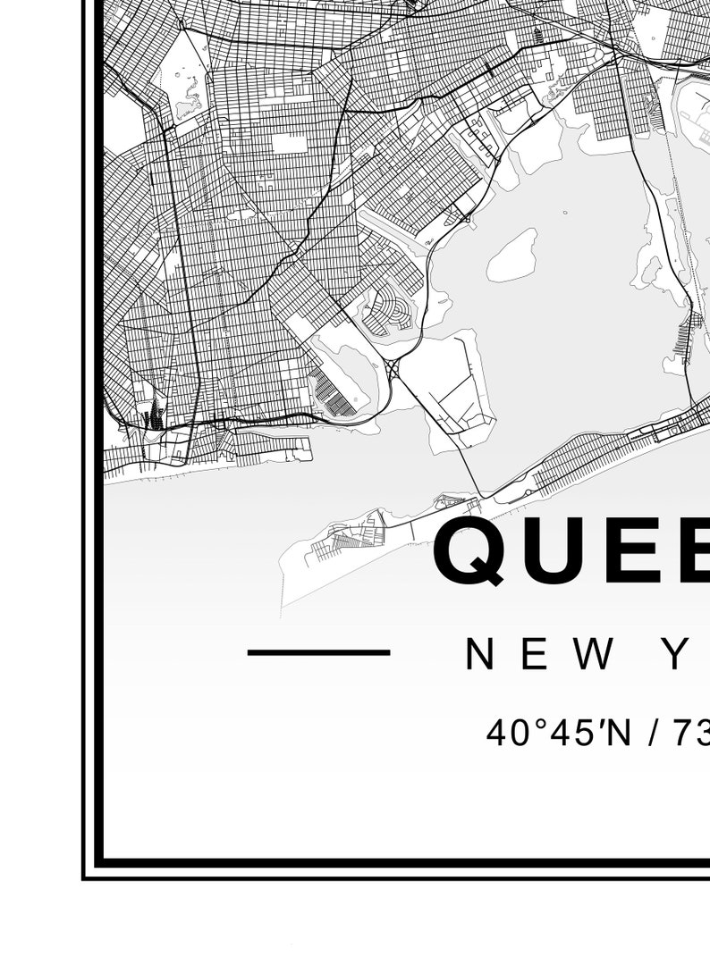 Mapa de Queens Mapa de Queens Nueva York Mapa de Queens NY - Etsy España