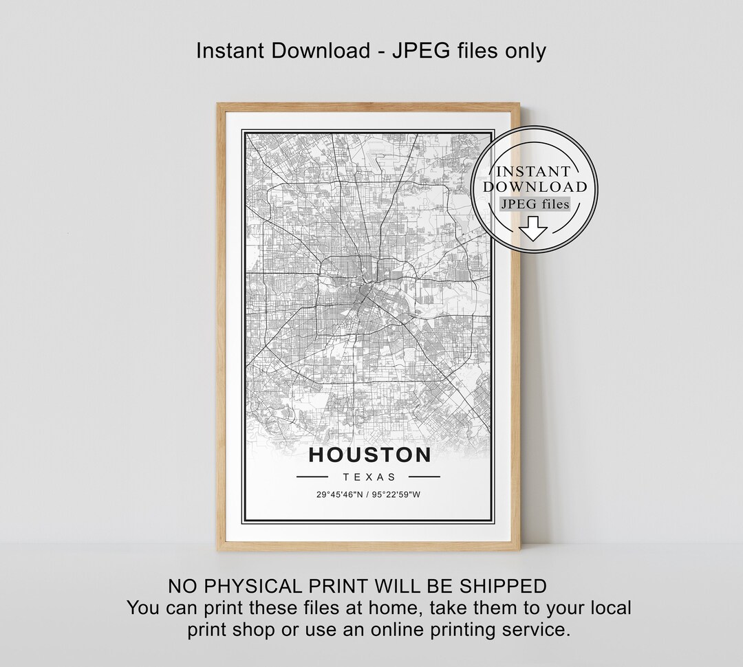 Houston Map, Houston Map Print, Houston Texas Map, Houston Print - Etsy