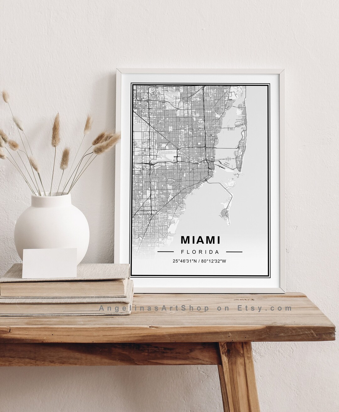 Miami Map, Miami Print, Miami Map Print, Miami Florida Map - Etsy
