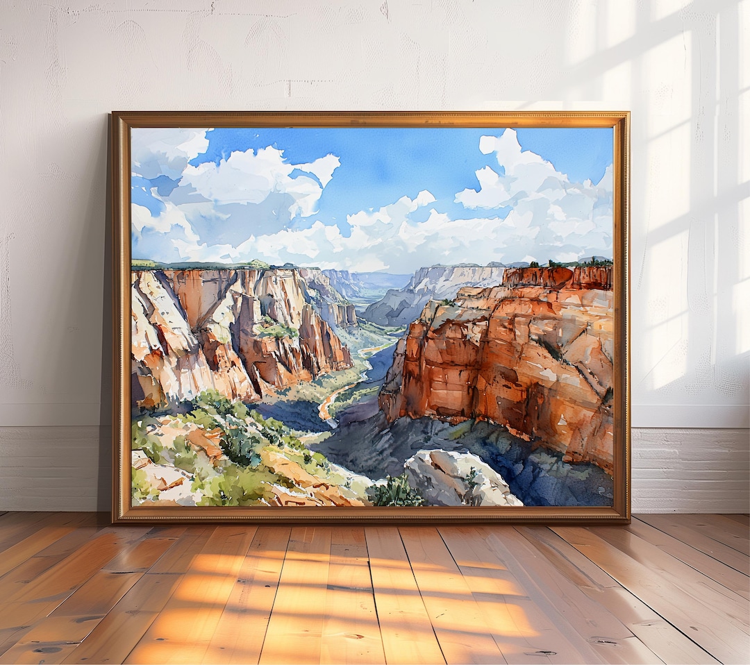 Zion Canyon Watercolor Print, Zion National Park Art, Landscape Wall ...