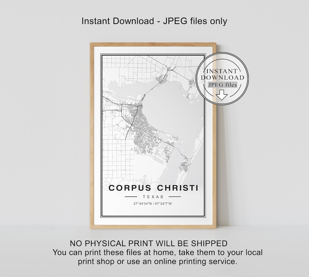 Corpus Christi Map, Corpus Christi Map Print, Corpus Christi Print ...