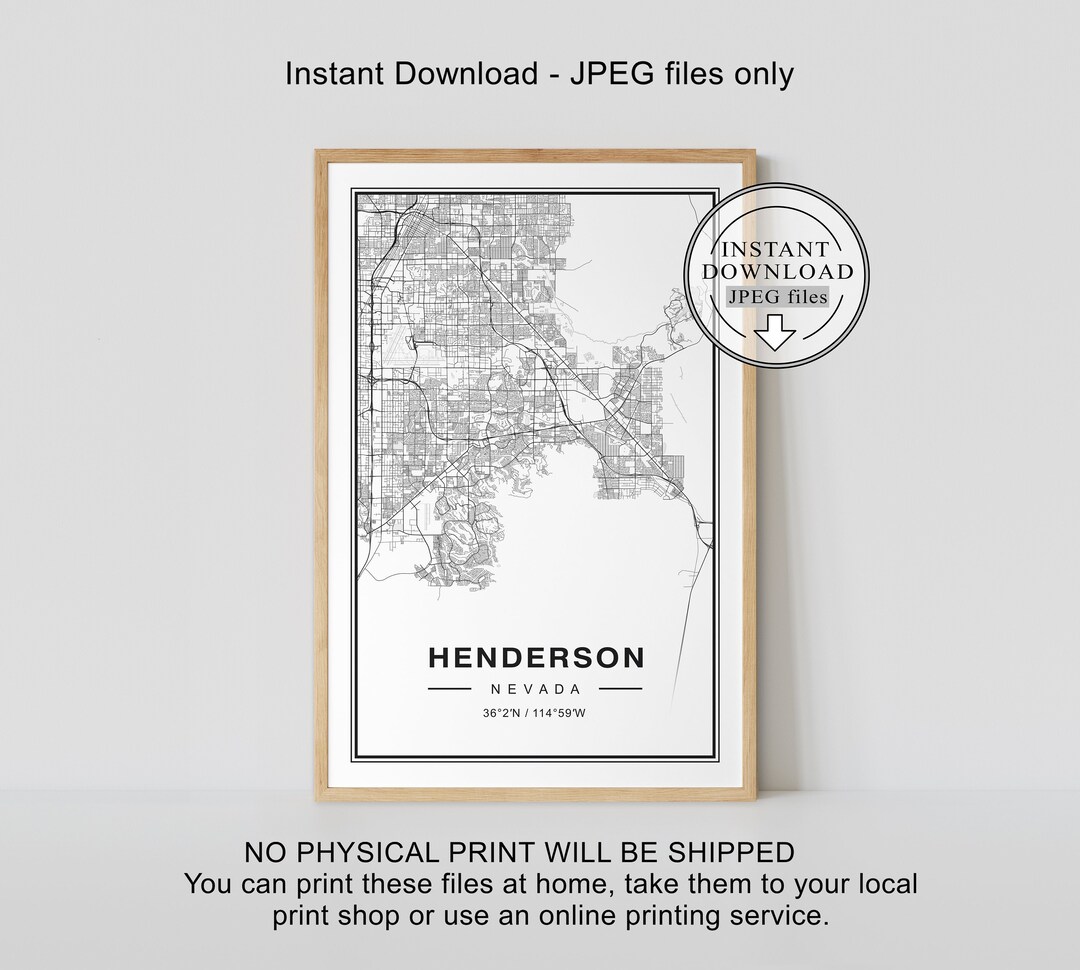 Henderson Map, Henderson Map Print, Henderson Print, Henderson Map ...
