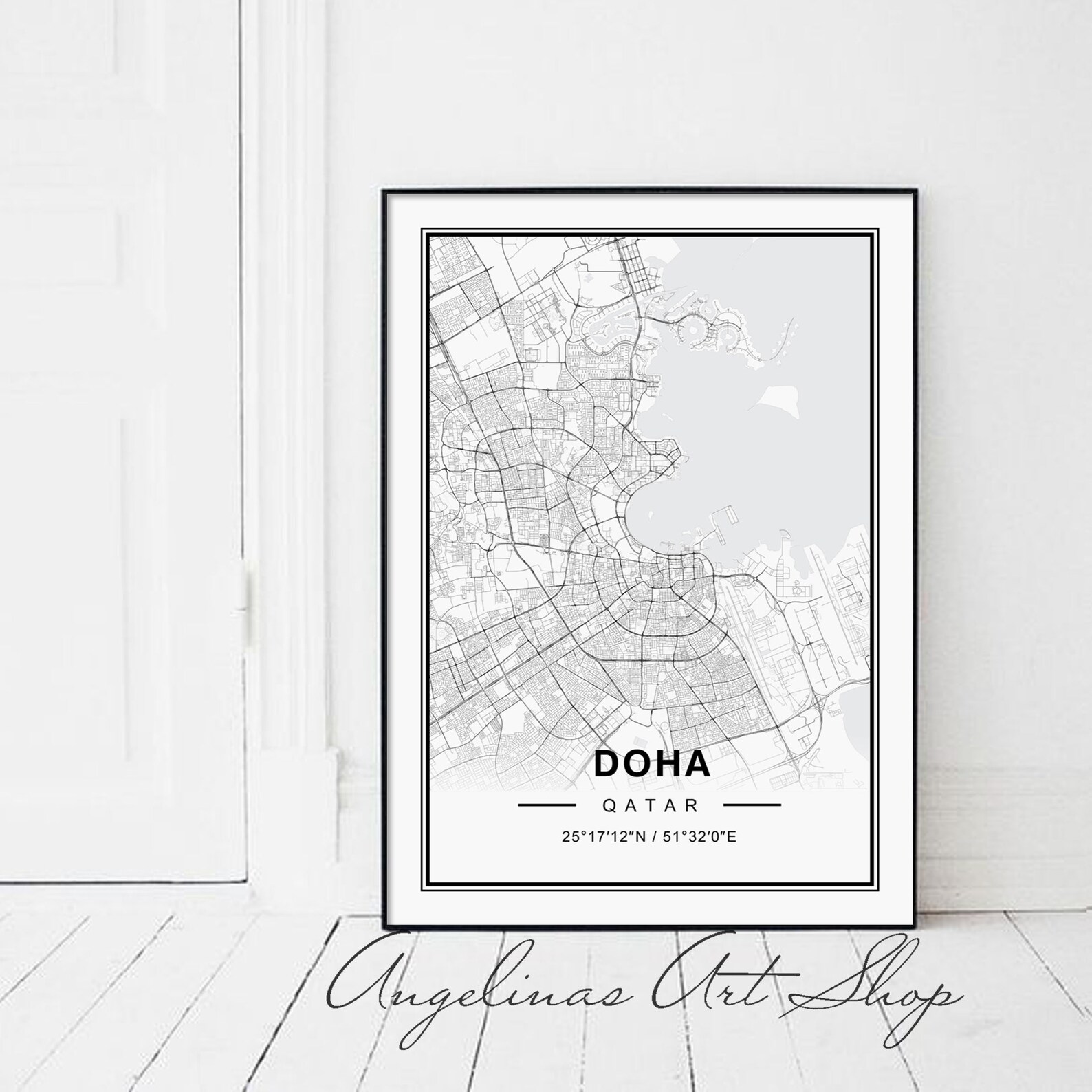 Doha City Map Doha Map Doha Map Poster Doha Poster Doha - Etsy Canada