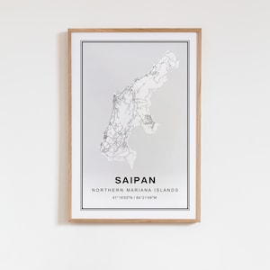 Saipan Map Print, Saipan CNMI Map Poster, Saipan Northern Mariana ...