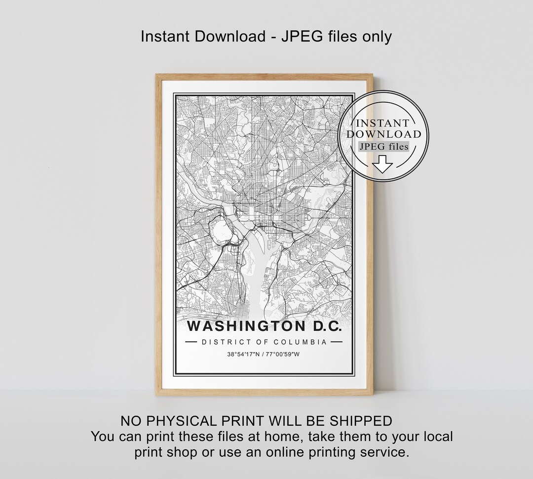 Washington DC Map, Washington DC Map Print, Washington Print ...