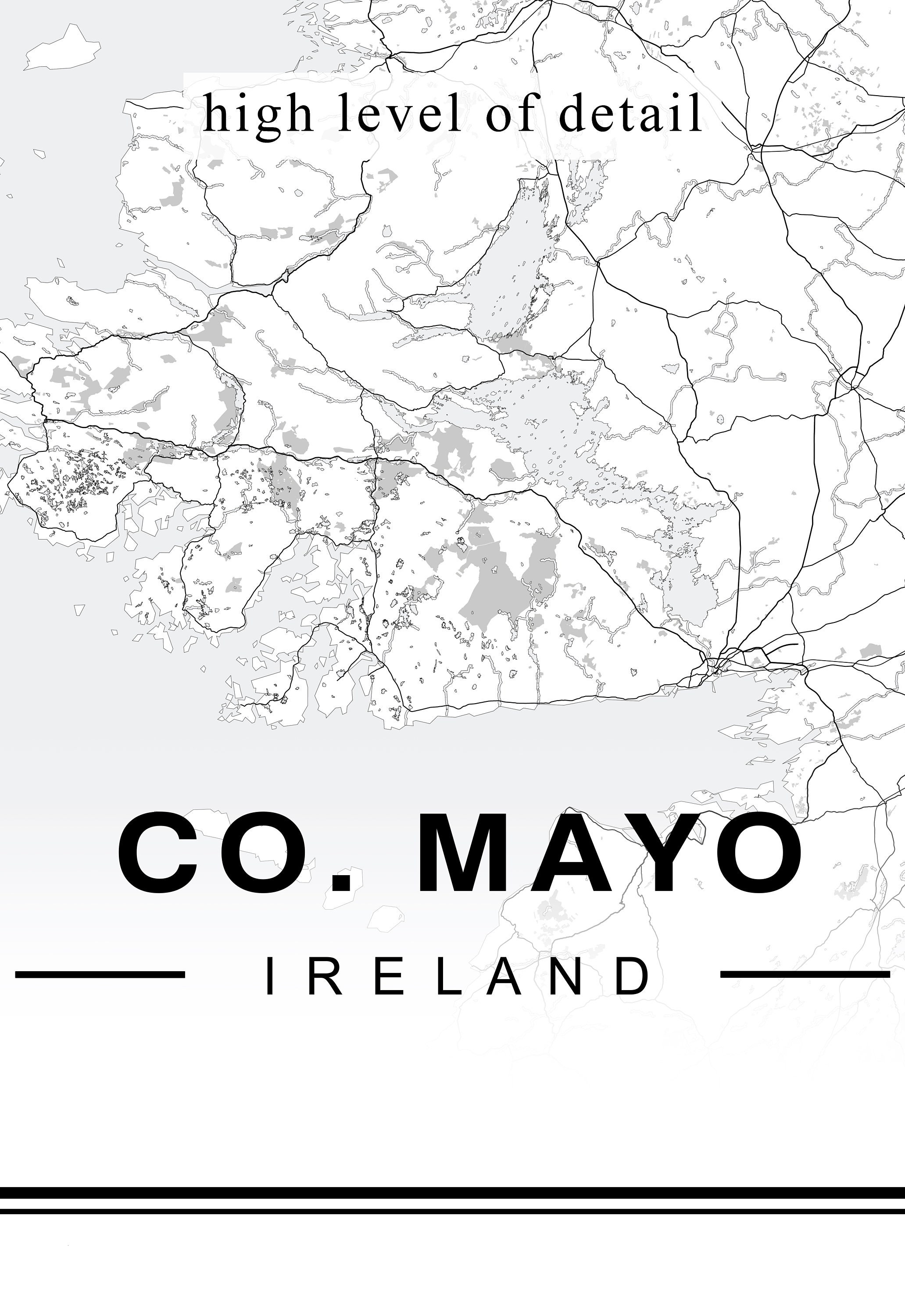 County Mayo Ireland Map Print Digital Wall Art - Etsy UK