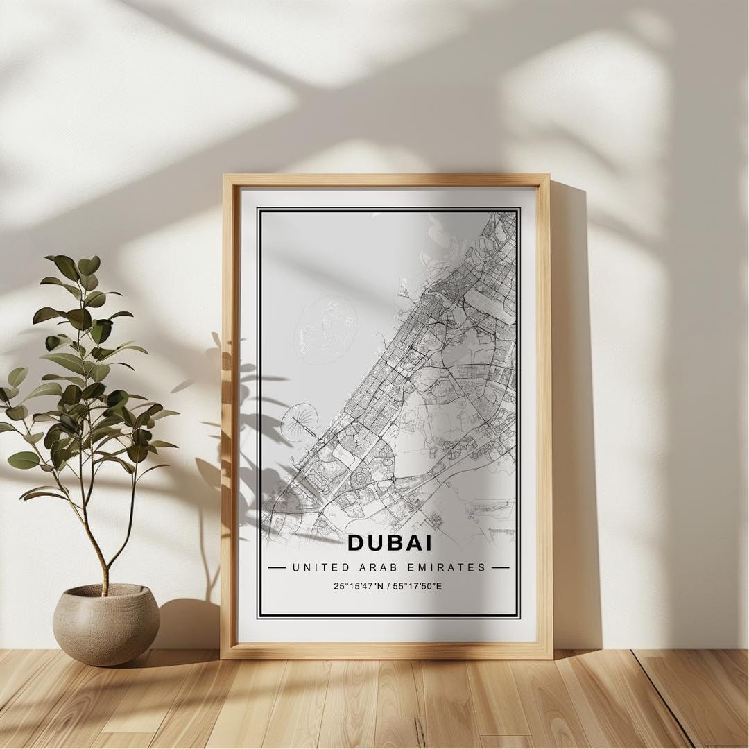 Dubai UAE Map Art Print Poster - Dubai Travel Gift Keepsake, Dubai ...