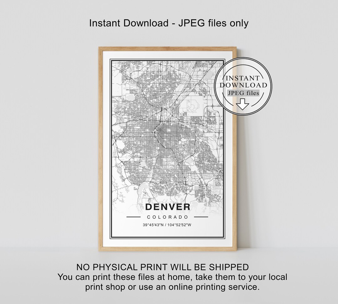Denver Map, Denver Map Print, Denver Print, Denver Map Poster, Denver ...