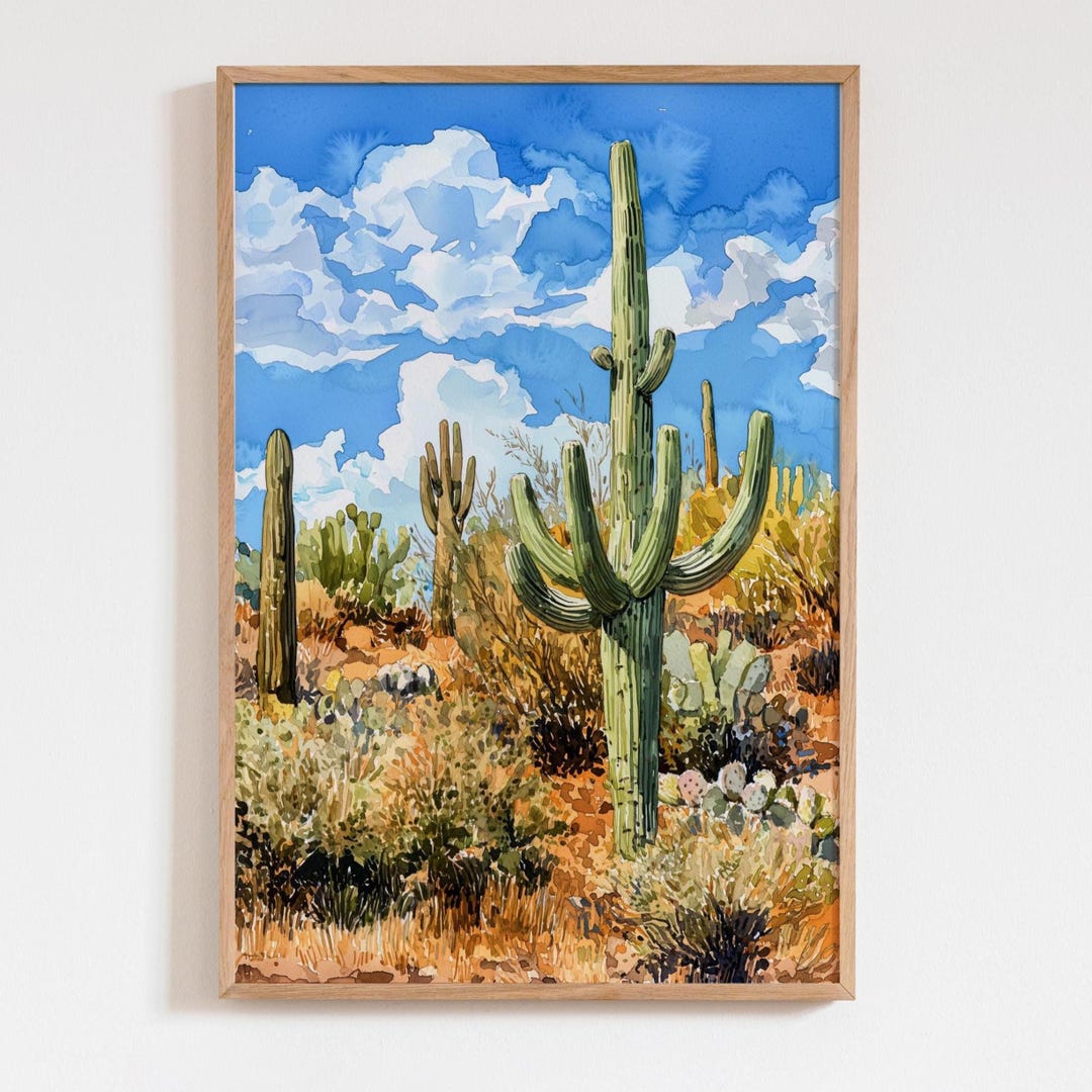 Watercolor Saguaro Cactus Print Arizona Desert Art | Saguaro National ...