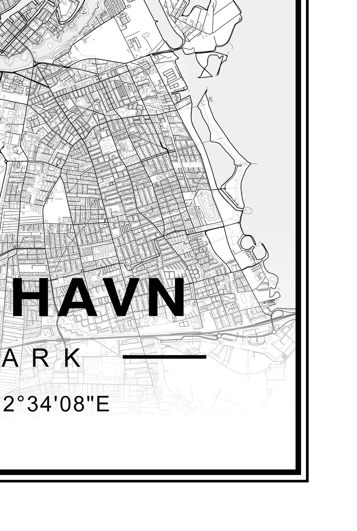 Copenhagen Map Kobenhavn Map - Etsy