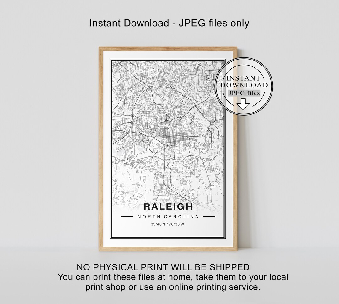 Raleigh Map, Raleigh Map Print, Raleigh Print, Raleigh Map Poster ...