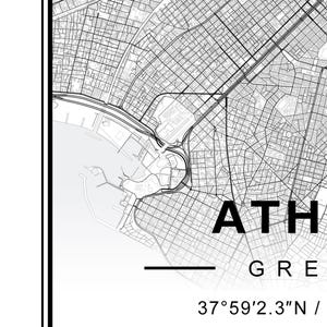 Athens Greece Map Art Print Poster - Greece Travel Gift Keepsake ...