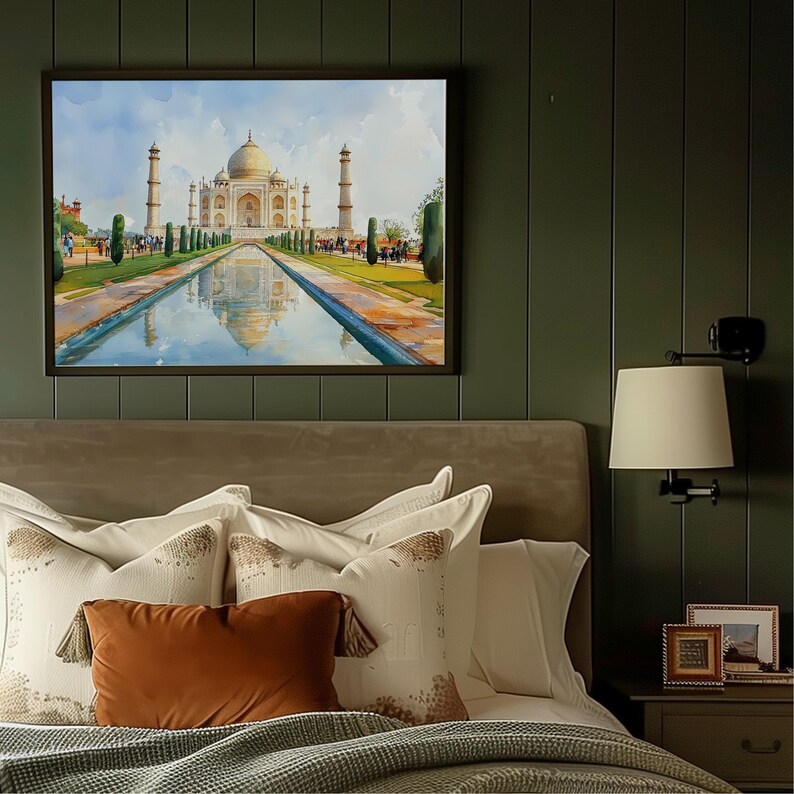 Taj Mahal Watercolor Print, India Wall Art, Travel Architecture Poster ...