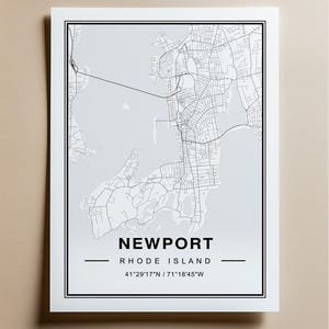 Newport Rhode Island Map Art Print Poster - Rhode Island Travel Gift ...
