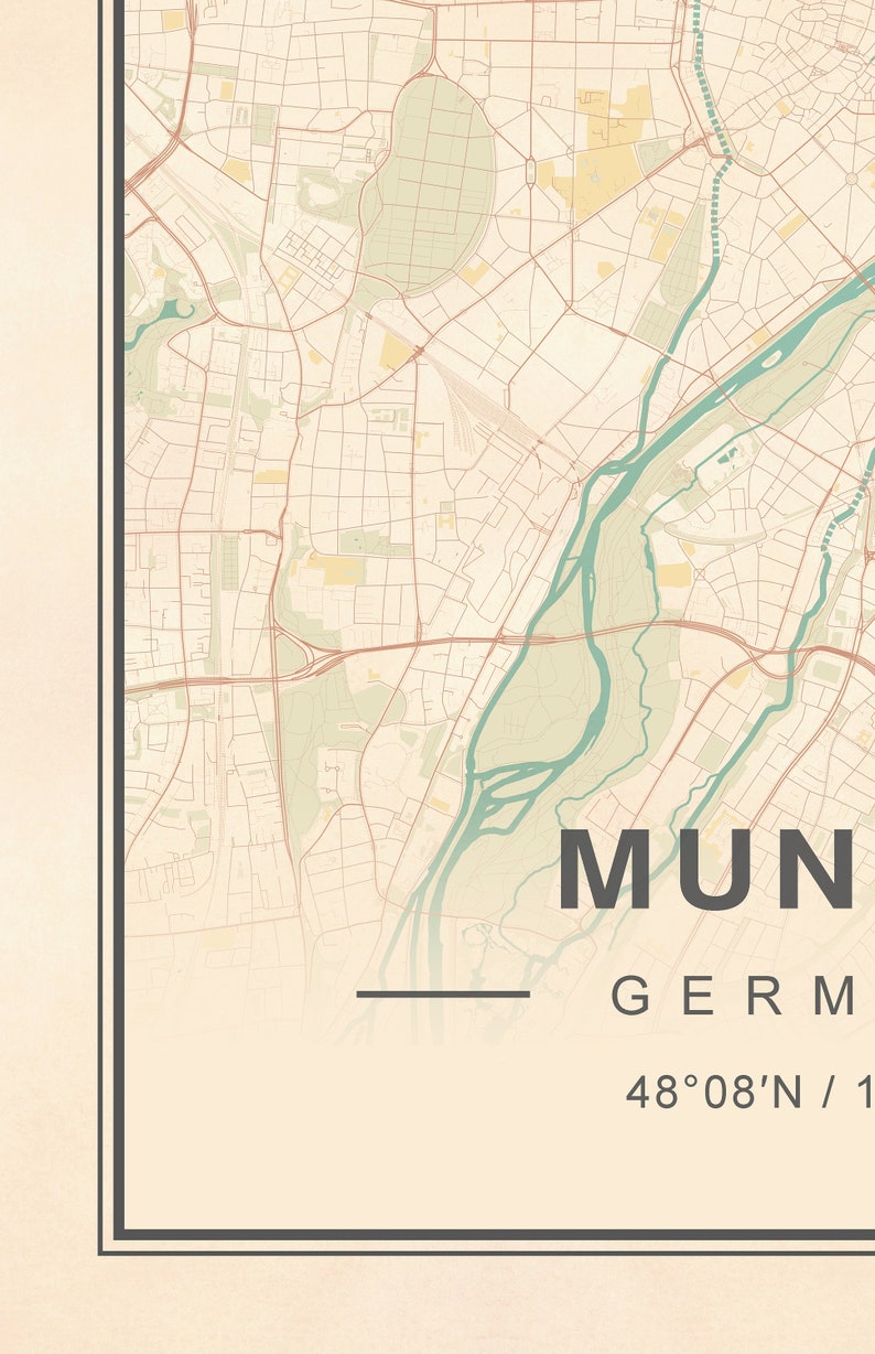 Munich Map Munich Germany Map Vintage Munich Map Vintage | Etsy