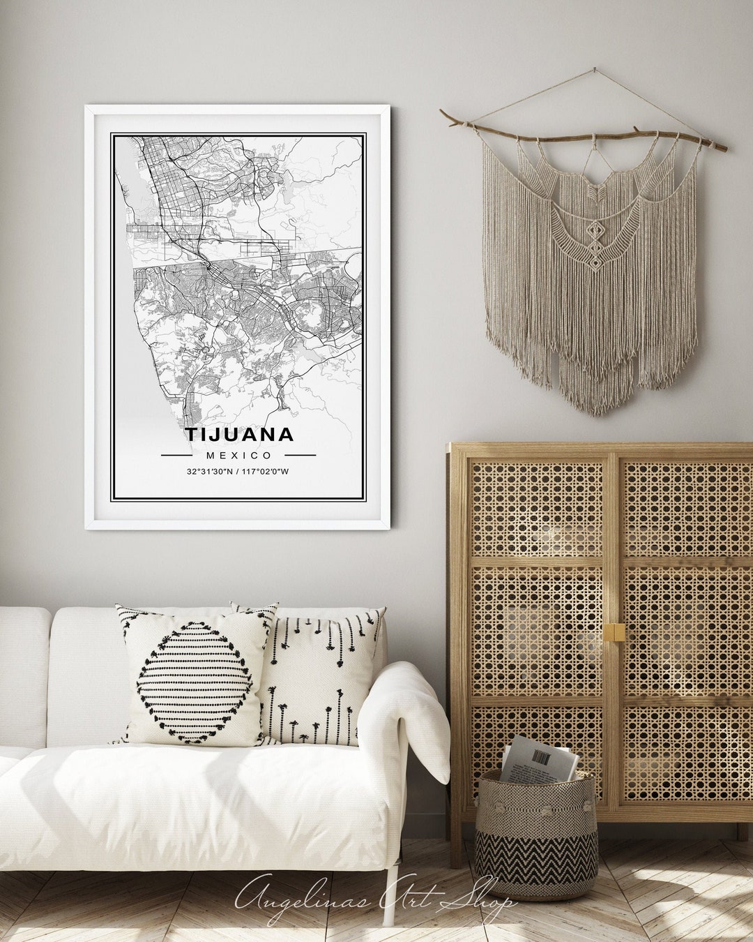 Tijuana Map, Tijuana Mexico Map - Etsy