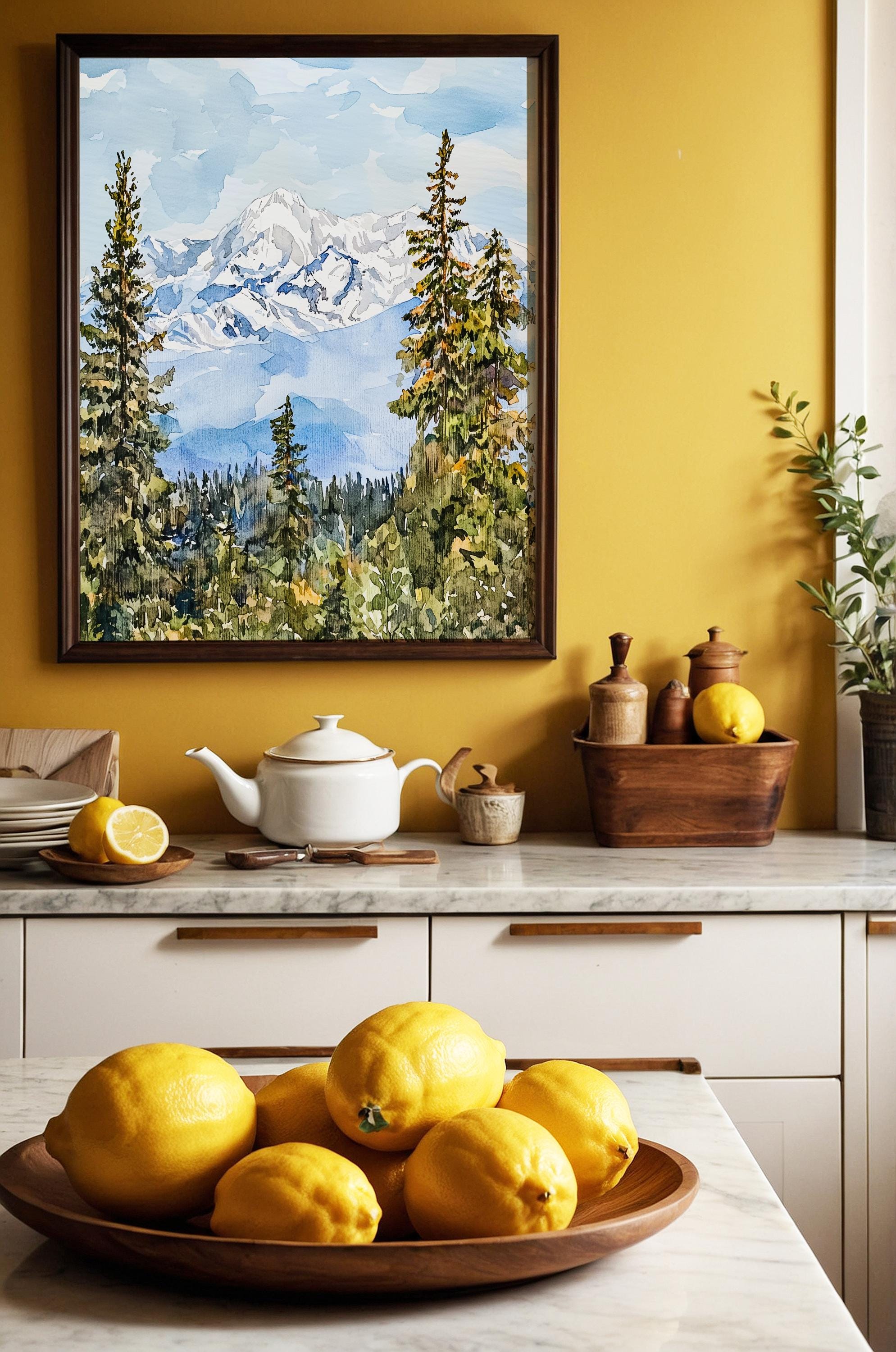 Denali National Park Watercolor Print, Mount Mckinley Wall Art, Snowy ...