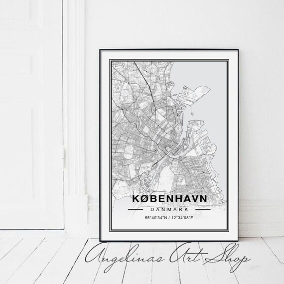Copenhagen Map Kobenhavn Map - Etsy