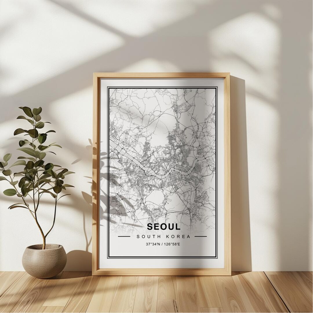 Seoul South Korea Map Art Print Poster - South Korea Travel Gift ...