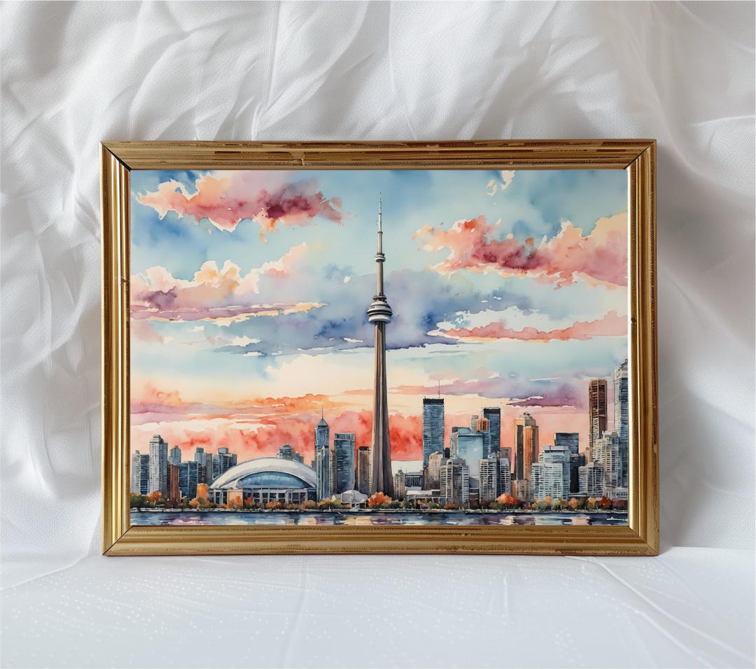 Toronto Skyline Watercolor Painting - Canada Travel Art Poster ...