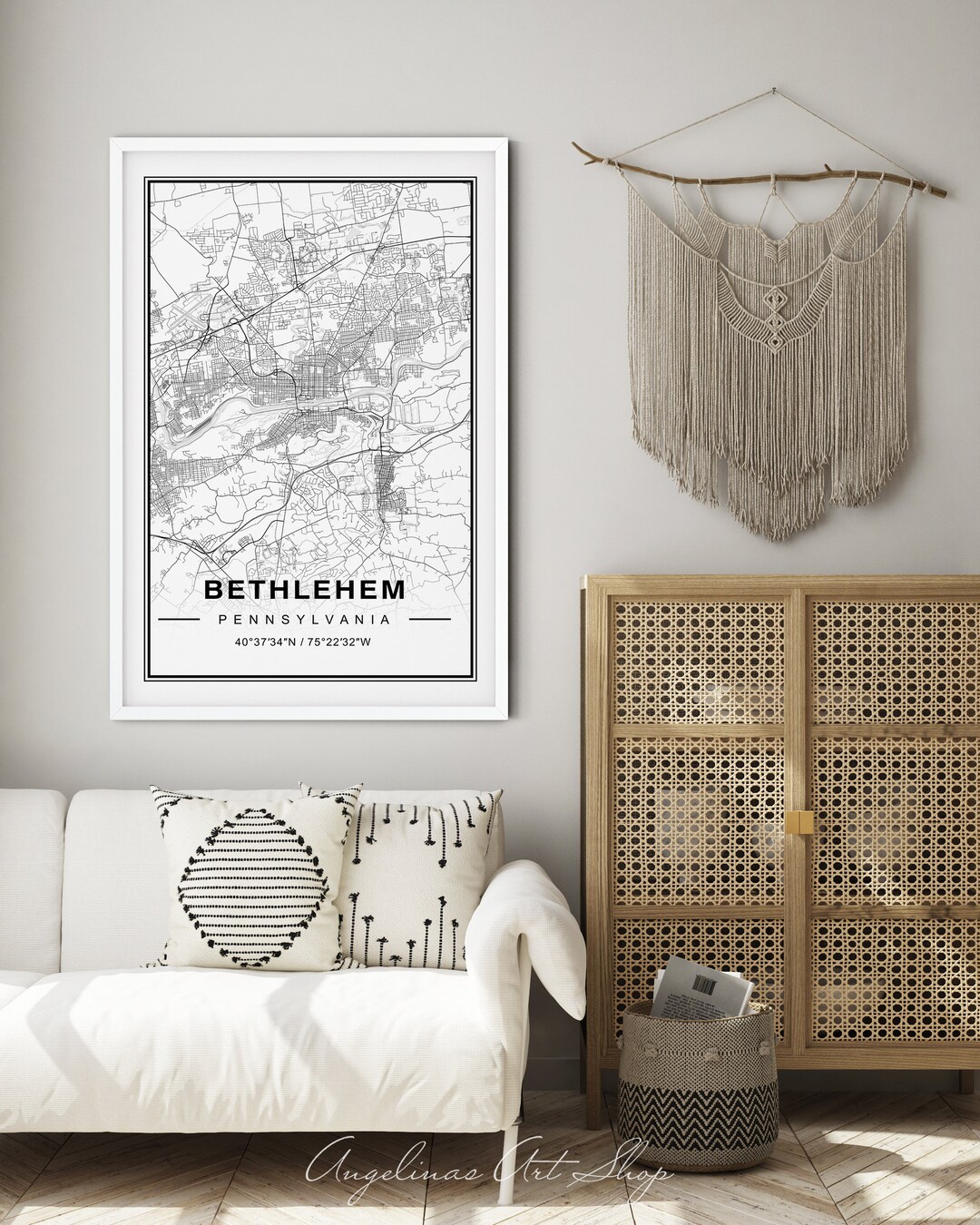 Mapa de Belén, Mapa de Belén Pensilvania, Mapa de Belén PA - Etsy México