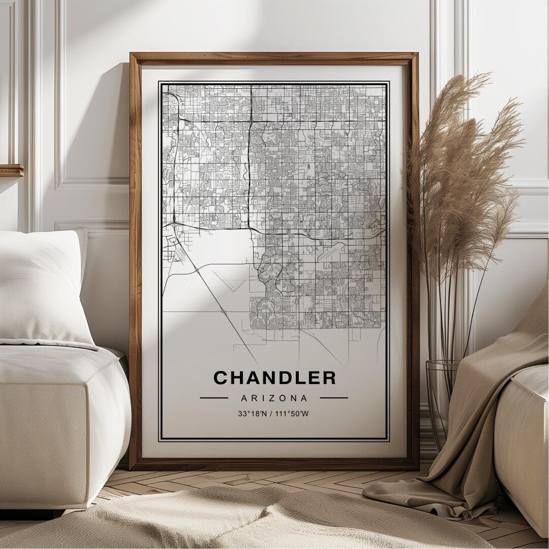 Chandler Arizona Map Art Print Poster - Arizona Travel Gift Keepsake ...