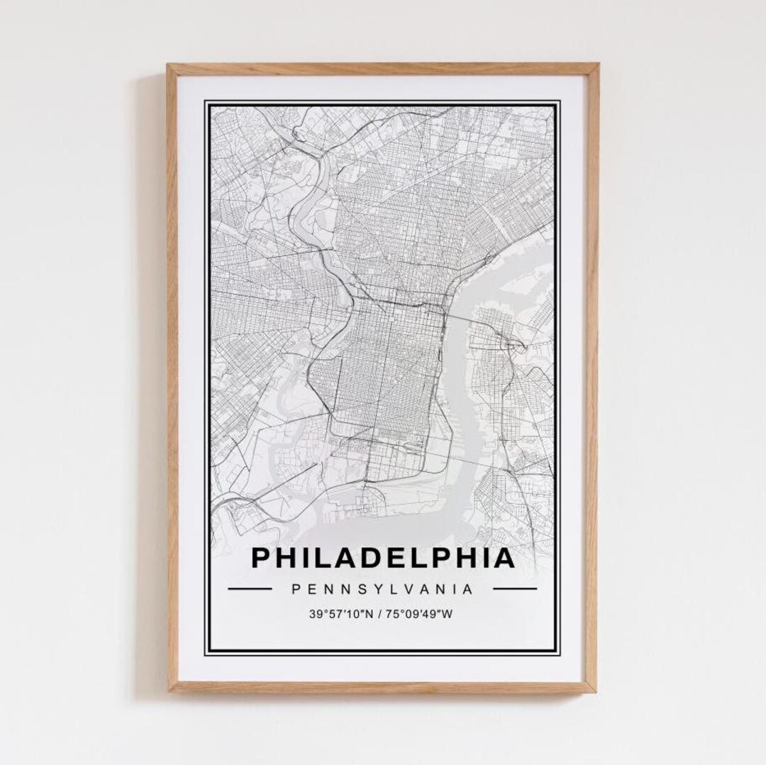 Philadelphia Map Art Print Poster - Pennsylvania Travel Wall Art Decor ...