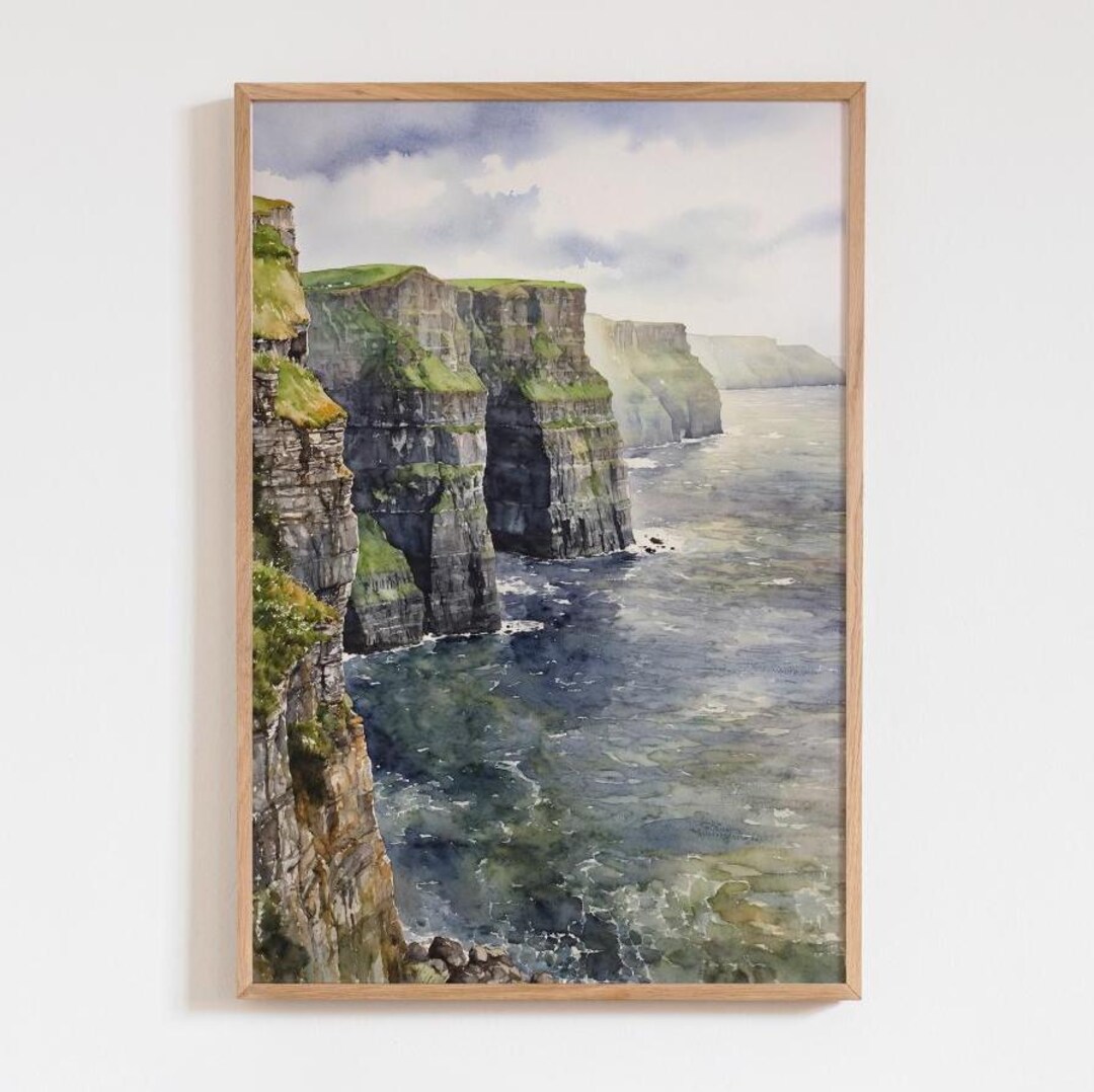 Cliffs of Moher Watercolor Art Print - Ireland Travel Poster - Birthday ...
