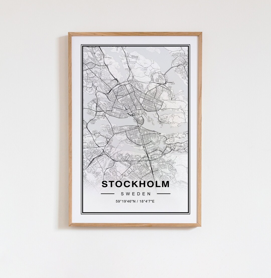 Stockholm Sweden Map Art Print Poster Interior Wall Decor, Holiday ...