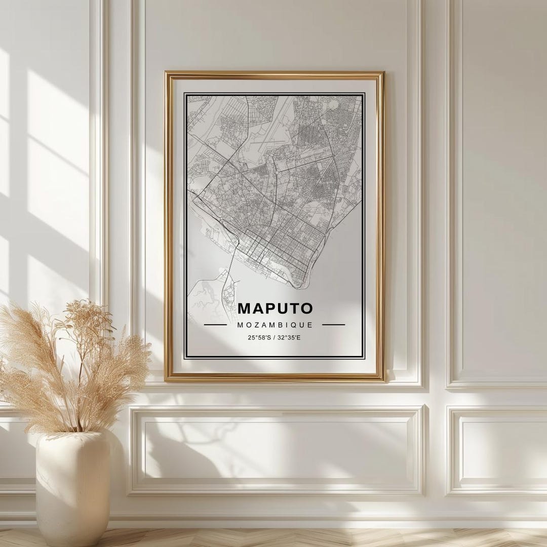 Maputo Mozambique Map Art Print Poster - Mozambique Travel Gift Keepsake, Maputo Printed Wall ...