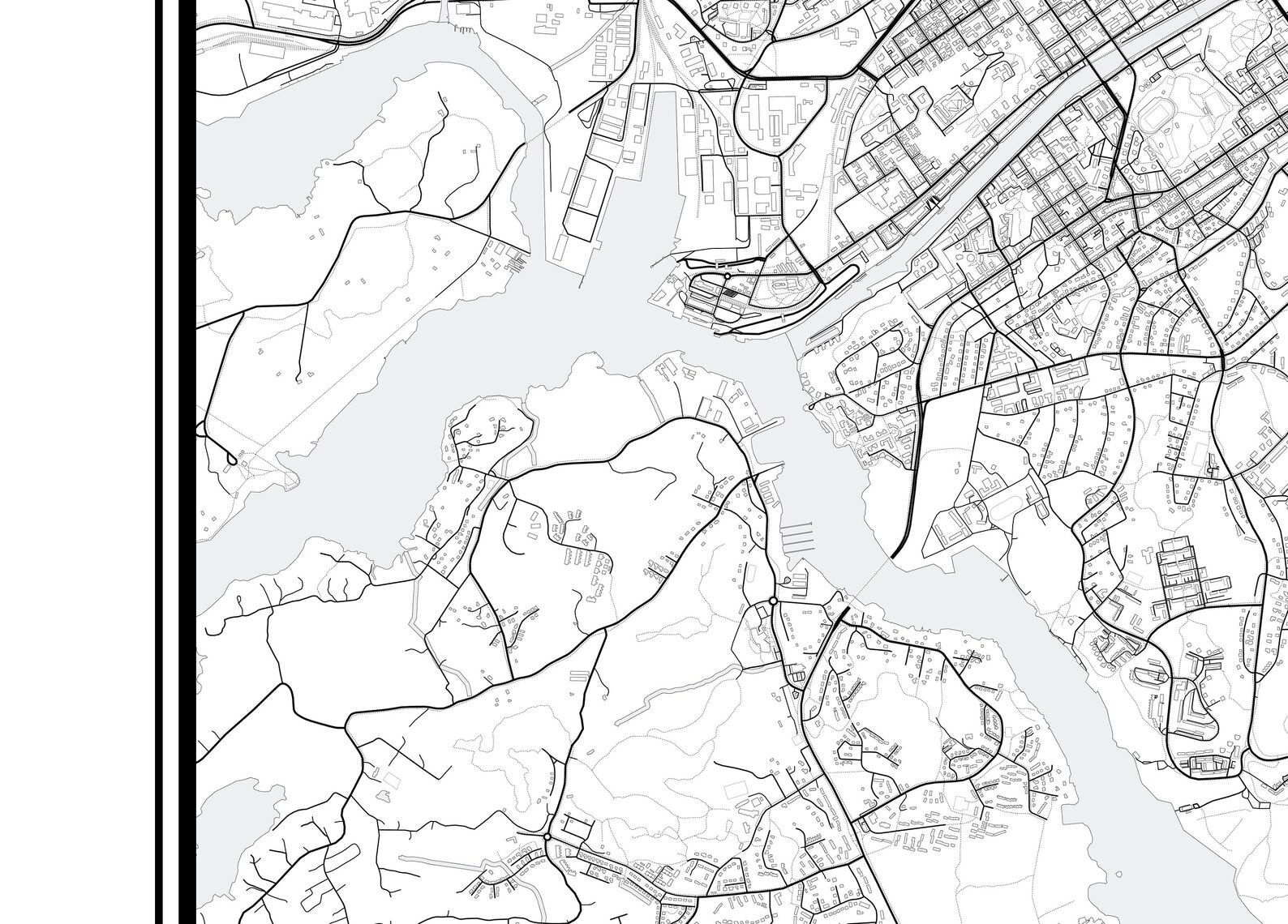 Turku Map Black and White | Etsy