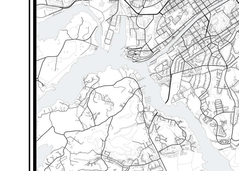 Turku Map Black and White | Etsy